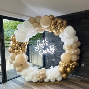 white sand gold balloons garland arch kit,160pcs white nude balloons with metallic chrome gold latex balloons for boho wedding baby bridal shower engagement anniversary birthday decorations backdrop