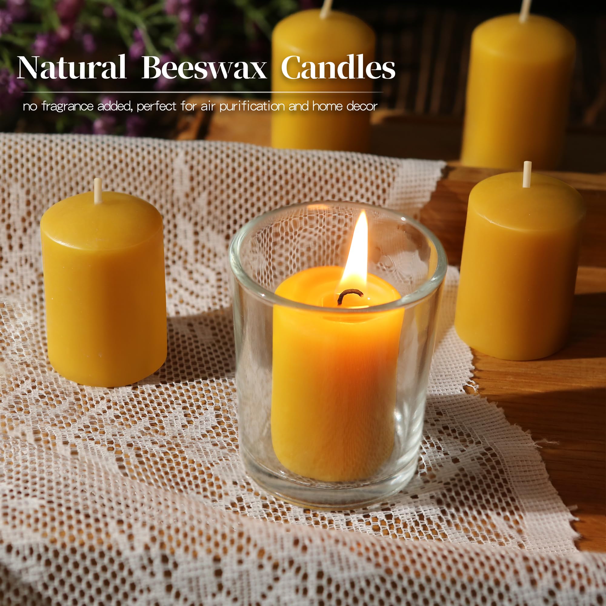 12Pcs Beeswax Votive Candles, Natural Beeswax Candles Bulk, Handmade Pure Votive Candles for Home Room Decor Party Wedding Spa, Smokeless and Dripless Votives Candles