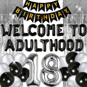 welcome to adulting 18th birthday banner 18th birthday banner happy 18th birthday party decorations 18 years party supplies sign for girls boys