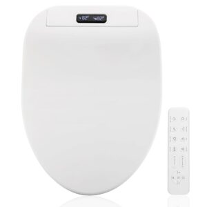 geniebidet electric heated smart bidet. unlimited warm water-self cleaning-heated seat-elongated-wireless remote control-convenient nightlight-oscillating wash. usa customer support/service. (eb4000e)