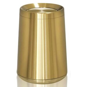 yojia 8l / 2.1gal gold brushed stainless steel trash can with swing cover,gold bathroom trash can ，decorative garbage can for bathroom, living room, bedroomoffice, hotel, rv (32a gold-8l)