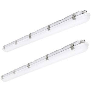 dosilio 4ft led vapor tight light fixture, 60w-50w-40w power selectable 5000k, ip65 waterproof industrial surface mount led shop lights for carport, garage, freezer, 100-277v, etl listed, 2-pack