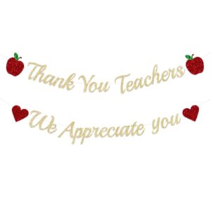 teacher appreciation decorations banner glittery thank you teachers we appreciate you banner teacher appreciation week garland banner with glittery red heart apple teacher day teachers day party decorations supplies