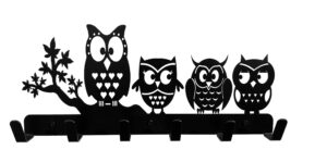 heavenlykraft home coat hooks wall mounted 6 hooks, entryway organizer, modern coat hooks for wall mounting, towel & robe rack heavy duty. (owl family coat hooks)