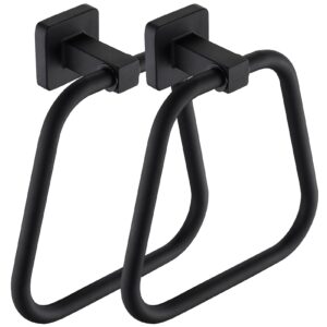 generic 2pcs matte black towel ring, hand towel holder for bathroom wall mounted, bathroom holder towel-racks, bathroom hardware simple towel hanger stainless steel