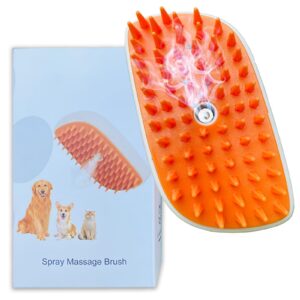 wikiazon 4 in 1 cat steam brush, easy cleaning, anti static shedding spray comb, hair removal, misting indoor steamy grooming brush for dog & pet, water spritz defur with cloud & pet care (orange pro)