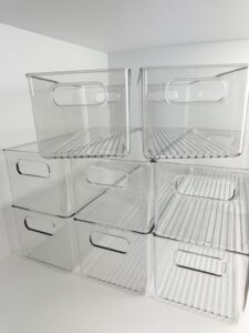 orderly elegance clear plastic organizer bin 16in (l) x 6in (w) x 5in (h) 8 pack