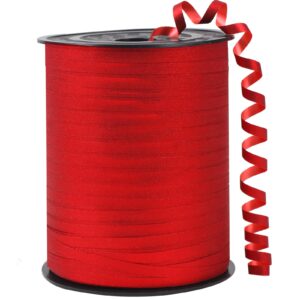 500 yard red ribbon, shiny metallic curling ribbon, for party festival art craft decor,florists, weddings, crafts and gift wrap (red glitter)