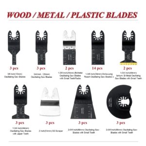 162𝑷𝑪𝑺 Oscillating Saw Blades Accessories - Multi Tool Blades and Sanding Kits - Precise Cuts on Wood, Metal, Plastics - Quick Release Compatible with Dewalt,Milwaukee Makita, Ryobi, Rockwell