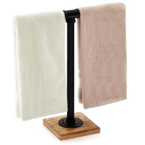 juexica hand towel holder stand 15 inch farmhouse towel holder towel racks hand towel stand with heavy base for bathroom kitchen countertop desktop standing, black (t style)