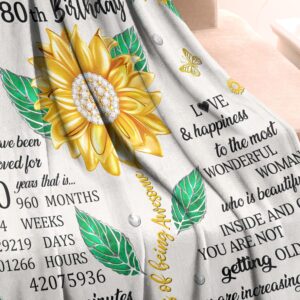 Jiaazerd 80th Birthday Blanket for Women-80 Year Old Women Birthday Blanket