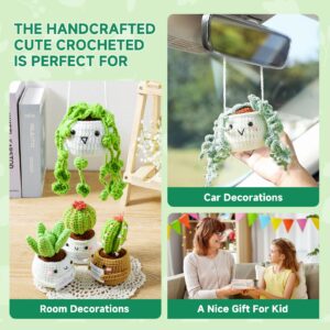 Imcrasy Crochet Kit | Crochet Kit for Beginners | Beginner Crochet Kit with Step by Step Video Lessons | 6 PC Potted Plants and Succulent Family Crochet Kit with Crochet Accessories(40%+ Yarn)