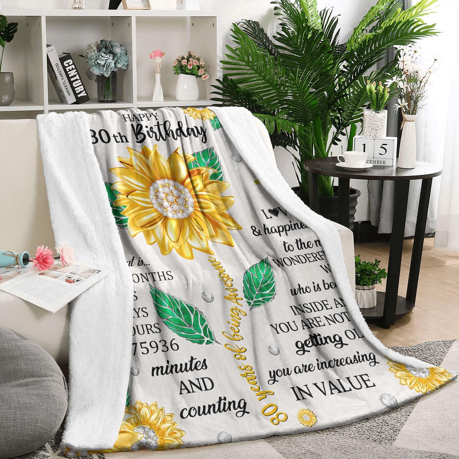 Jiaazerd 80th Birthday Blanket for Women-80 Year Old Women Birthday Blanket