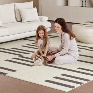 TTelephant Modern Machine Washable Area Rug 9x12, Spill-Proof Surface, Non-Slip Backing, Cozy Soft Faux Wool, Printed Living Room Rugs, Bedroom Rugs, Dining Room Rugs - Miro