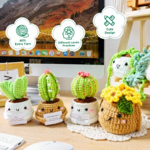 Imcrasy Crochet Kit | Crochet Kit for Beginners | Beginner Crochet Kit with Step by Step Video Lessons | 6 PC Potted Plants and Succulent Family Crochet Kit with Crochet Accessories(40%+ Yarn)