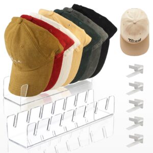 lokuc hat stand for baseball caps set, contains 2 hat organizer, 5 hat rack for wall, holds 19 caps, acrylic hat organizer for baseball caps display suitable for wardrobe, dressing table