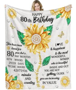 jiaazerd 80th birthday blanket for women-80 year old women birthday blanket