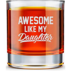 minivine gifts for dad from daughter - christmas gifts for dad - funny gifts for dads, dad gifts, best dad birthday gift, 10oz whiskey rock glass (awesome like my daughter)