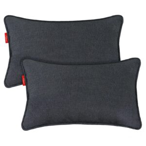 pcinfuns outdoor lumbar pillows 20x12 inch,outdoor patio furniture throw pillows with inserts,decorative pillows for garden couch home sofa office chair,2 pack,black grey