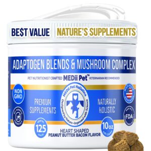 medii pet mushrooms for dogs. 7 types of dog mushrooms: immunity, gi health, joints. metabolism booster. can improve dog health holisitically - 125 mini hearts. natural nutrients for all dogs.