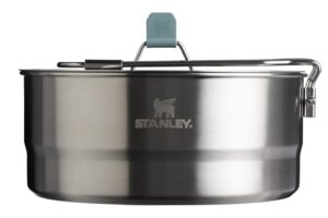 stanley wildfare core saucepan cookset | 6-pc stainless steel cookware | 2qt saucepan w/lid, cutting board, trivet & spoons | induction cookware | camping essentials