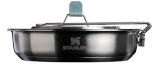 stanley wildfare core 12-piece stainless steel fry pan cookset | 1 qt travel pan with fold & lock handle | camping essentials for your camp kitchen