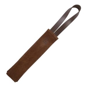 taco dog, dog chew sheet toy for active chewers, alternative chew accessory for puppies, full grain leather, handmade, bourbon brown