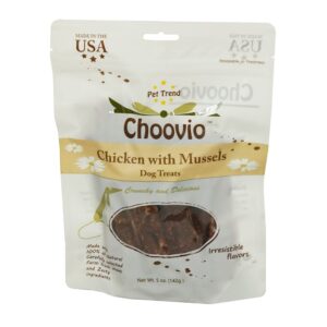 choovio 5oz chicken strips with mussels dog treats, made in usa