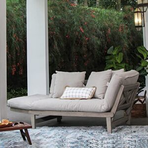 cambridge casual west lake mahogany outdoor convertible sofa daybed, weathered gray/oyster cushion