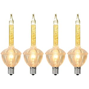 4 pack christmas bubble replacement bulbs, gold glitter vintage christmas bubble light bulbs, c7/e12 candelabra base light bulbs for bubble lights