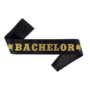 brosash bachelor party sash, bachelor party ideas gifts joke favors bachelorette party supplies decorations groom to be decor wedding shower gift bride engagement set for men bridal parties (gold)