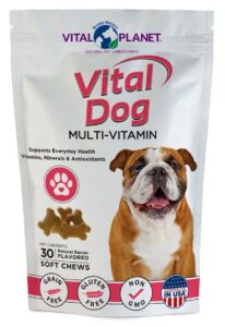 vital planet - vital dog multivitamin for everyday health with vitamins, minerals and antioxidants - 30 bacon flavored soft chews