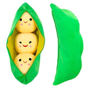 giant peas in a pod plush toy pea pod pillow cute pea stuffed toys plant doll various sizes (yellow beans,9.8''/25cm)