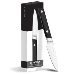 misen 3.5-inch precision paring knife: ideal for fruits & vegetables, high carbon stainless steel, ultra-sharp, includes kitchen blade guard - black