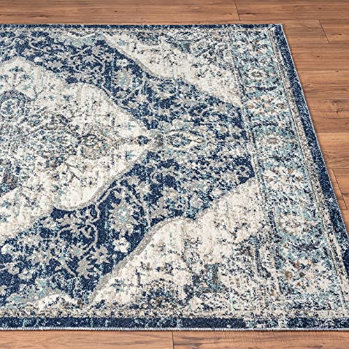 LUXE WEAVERS Euston Collection 8061 Blue 6x9 Modern Oriental Area Rug