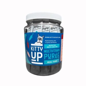 kitty up lickable cat treats for indoor cats - multivitamin puree treat with real tuna, lysine, taurine, & grain free | 50 cat tube treats