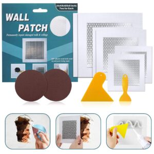 tahikem 6 pcs drywall repair patch, 4" 6" 8" two of each wall patch repair kit, self adhesive wall mesh repair, large hole patch for drywall, sheet rock patch, aluminum metal sheetrock ceiling patch