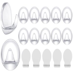 12 pieces clear medium hooks medium designer hooks clear self adhesive hooks indoor strips 12 utility wall hooks with 15 pieces self-adhesive tapes, hooks heavy duty for home kitchen bathroom wall