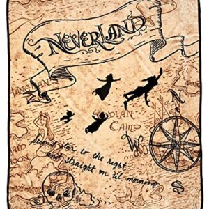 Disney Peter Pan Neverland Map Micro Raschel Throw Blanket 46"x60" (116cm x 152cm)