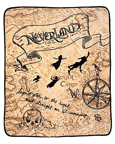 Disney Peter Pan Neverland Map Micro Raschel Throw Blanket 46"x60" (116cm x 152cm)