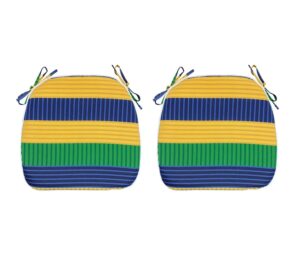 fbts prime outdoor seat cushions set of 2 patio chair cushions with ties 16x17 inch green stripe u-shape chair pads for outdoor patio furniture garden home office