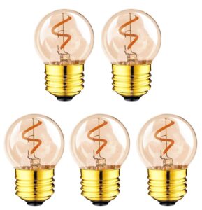 qixivcom 2w g40 led filament light bulb dimmable(5-pack)- e26 mini led bulb 120v 20w equivalent led edison light bulb 2200k warm white decorative lights bulb amber glass outdoor lighting for bar home