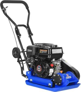 bilt hard plate compactor rammer, 6.5hp 196cc gas engine 5500 vpm 2500 lbs compaction force, 21 x 14.5 inch plate, ground compactors for paving landscaping sidewalk patio, epa compliant