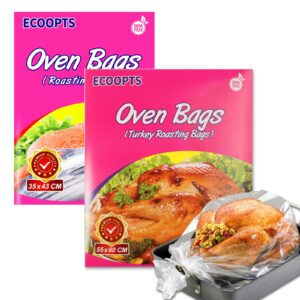 ecoopts 10×turkey oven bags large size +15×cooking roasting bags for turkey meat ham seafood vegetable