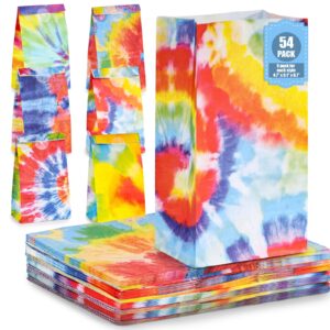 vgoodall 54pcs party favor bags, treat bags goodie bags tie dye gift bags for kids birthday party retro party decorations 6 designs