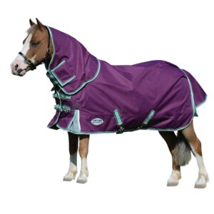 weatherbeeta comfitec premier freedom pony detach-a-neck medium horse blanket, purple/navy/mint, 63"