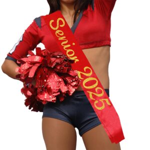 red senior 2025 satin sash - 2025 graduation sash - finally graduated - senior cheer sash - cheerleader sash - competition sash