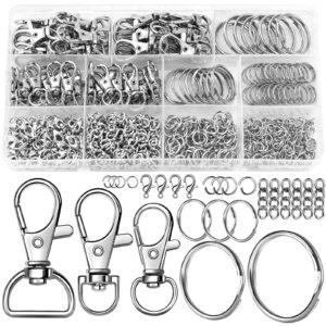 diydec 360pcs keychain kit silver metal keychain clips hooks with key rings lobster claw clasps keychain accessories for lanyard bracelets making crafts