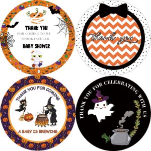 halloween baby shower thank you stickers, 2 inch baby shower thank you label stickers, spooktacular halloween baby shower favors decorations party supplies