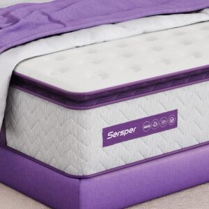 sersper 10 inch memory foam hybrid pillow top twin mattress - 5-zone pocket innersprings motion isolation - heavier coils for durable support - medium firm - r&d in north america